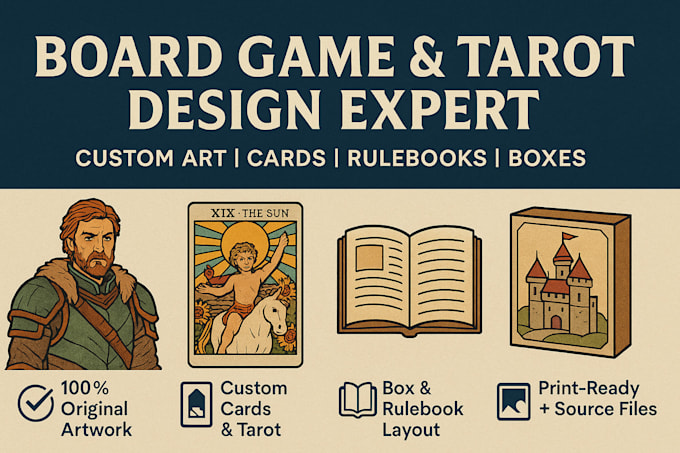 Draw illustrations graphic design for board game cards tarot rule game ...