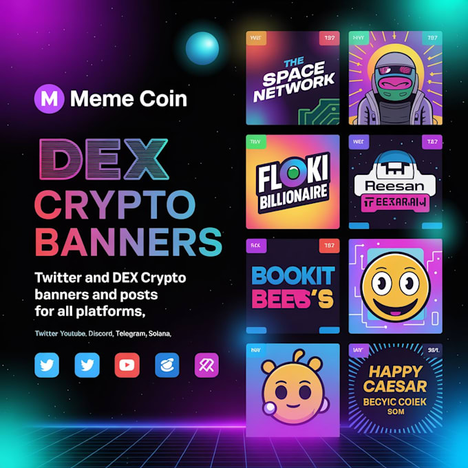 Design your crypto meme coin twitter x banner, dex screener ad banner ...
