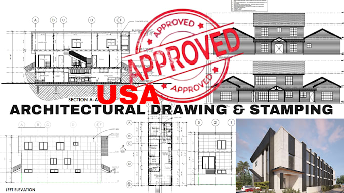 Usa architectural drawing stamped and sealed floor plan city permit ...