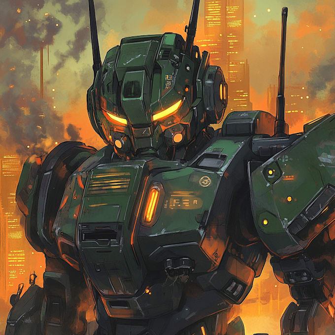 Draw realistic mecha character caricature and friendship by ...