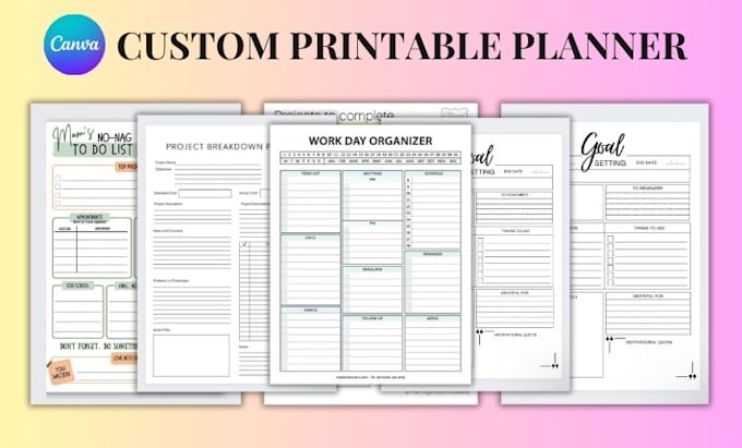 Design custom printable planner notebook calenders journal canva ...