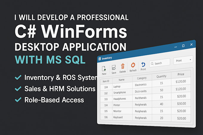 Develop a professional c sharp winforms desktop application with ms sql by Tusharganguly | Fiverr