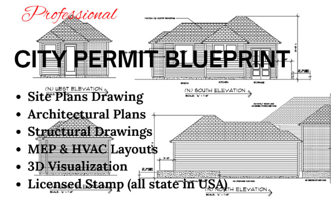 City permit blueprints architect deck patio shed house plans adu garage ...
