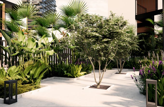 Create a 3d realistic landscape design for your garden, backyard, patio ...