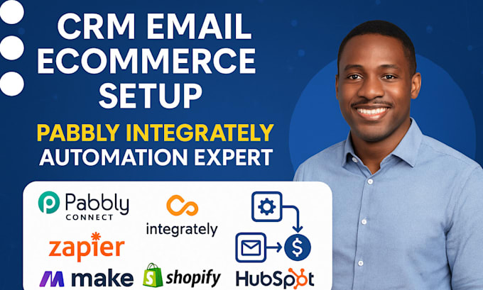 Pabbly connect integrately automation expert workflow setup crm email ecommerce by Eola445 | Fiverr