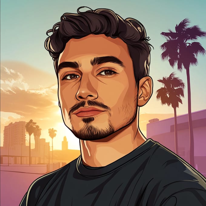Draw a your photo in gta style cartoon portrait by Mereleneon | Fiverr
