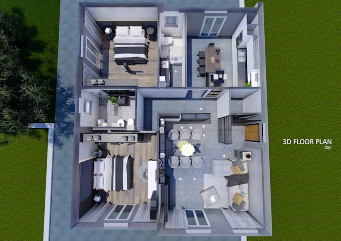 Create rendered 3d floorplan for your project by Studio_matra | Fiverr