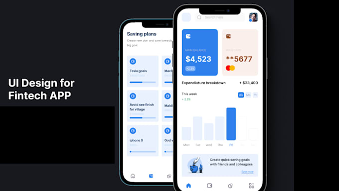 Do ui ux design mobile app figma design wallet app dashboard ui ux fintech app by Odozival | Fiverr