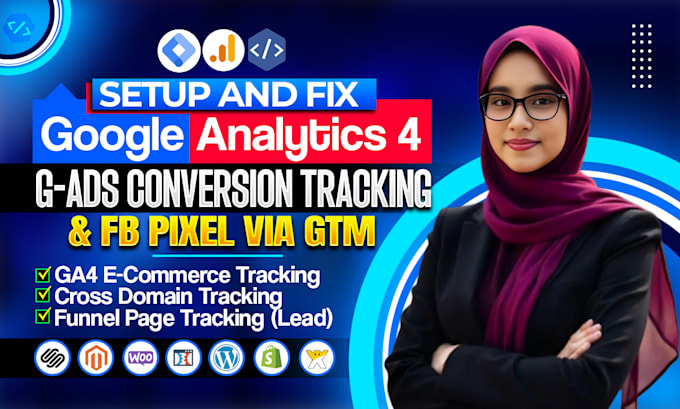 Setup google analytics 4, ga4 ecommerce tracking, conversion tracking via gtm by Adsby_arjo | Fiverr