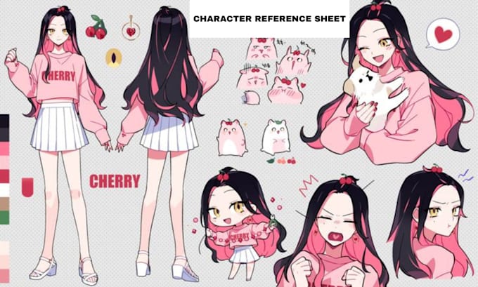 Draw custom character reference sheet or 2d character ref sheet by ...