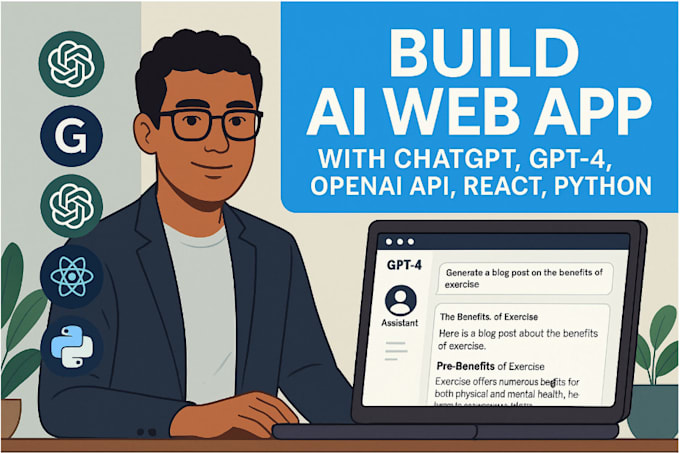 Build ai web app with chatgpt, gpt4, openai api, react, python, automation by Steve34e | Fiverr