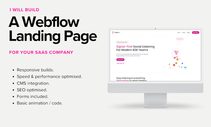 Develop a responsive webflow saas landing page by Piersmontgomery | Fiverr