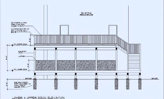 Draft city permit drawings for 2d floor plan deck drawing garage patio ...