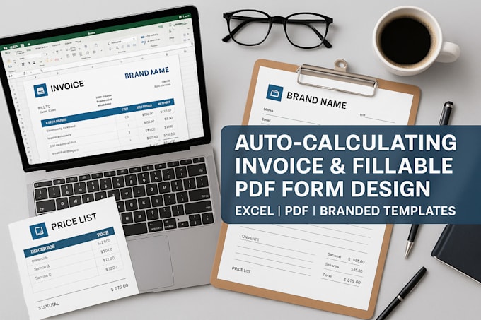 Design auto calculated invoice price list in excel, fillable pdf forms for etsy by Johnmary287 ...