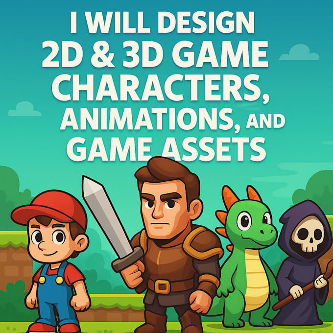 Design 2d 3d game characters animations and game assets character sheet ...