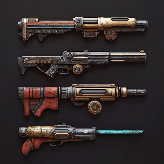 Create a 3d weapon illustration by Tamickary | Fiverr