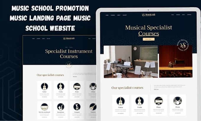 Music school promotion music landing page music school website by ...