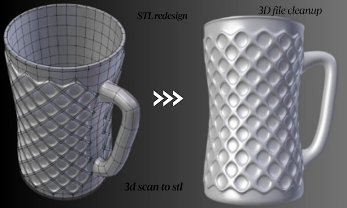 Redesign 3d stl file, stl scan, 3d modify obj and stl cleanup for 3d ...
