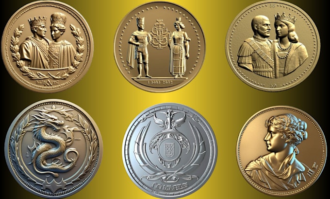 3d coin model cnc engraved custom coin sculpting 3d printable coin 3d ...