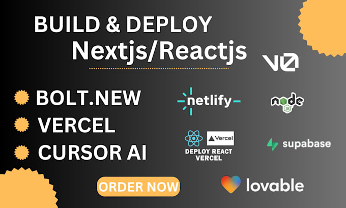Deploy reactjs, nextjs using bolt new cursor ai lovable, v0, shadcn ui, supabase by Kenny_boltz ...