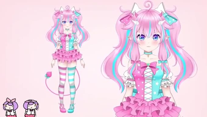 Vtuber commission live2d 3d vtuber model rig vrchat anime by ...