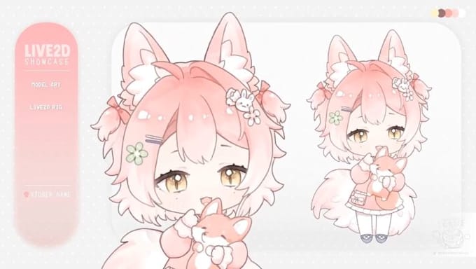 Disegna un modello vtuber 2d live2d rig anime chibi personaggio arte 3d ...
