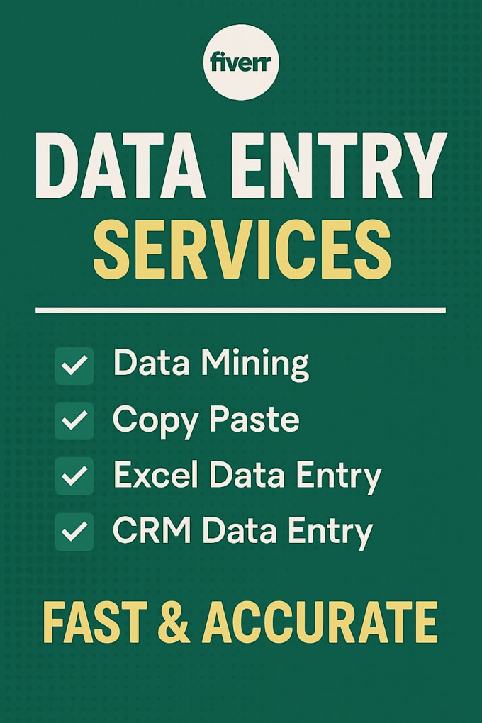 Do accurate data entry, copy paste, and excel tasks by Faqrulsaleh | Fiverr