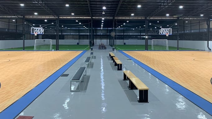 Create 3d stadium animation, sport arena, sport facility, volleyball ...