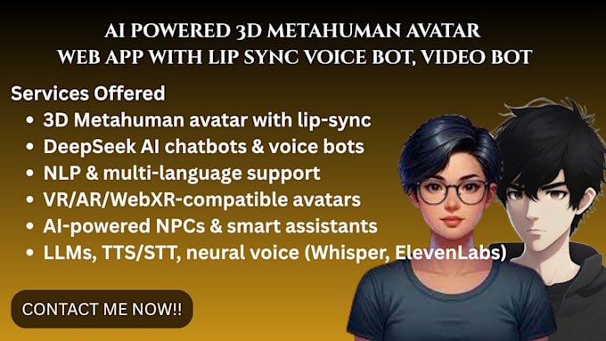 Build ai powered 3d metahuman avatar web app with lip sync voice bot ...