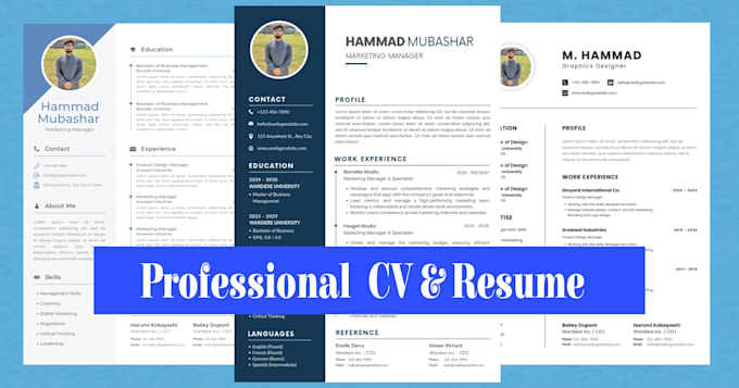 Make a professional cv or resume design by Mhammadmubashar | Fiverr