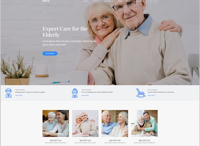 Homecare website, senior care website design, elderly care website ...