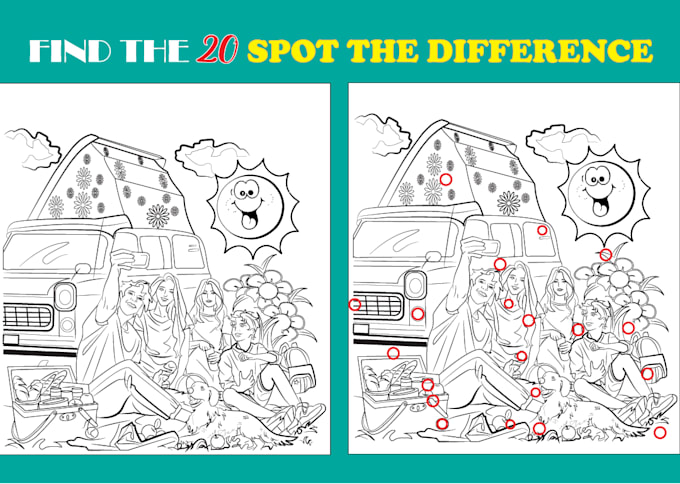 Draw hidden object and spot the difference picture for amazon kdp by ...