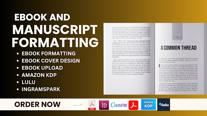 Format your manuscript for kdp, ingramspark, lulu and handle upload by ...