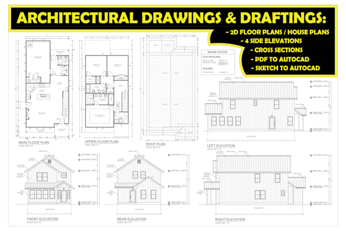 Draw 2d floor plans, elevations, architectural blueprints in autocad by Archsquad | Fiverr