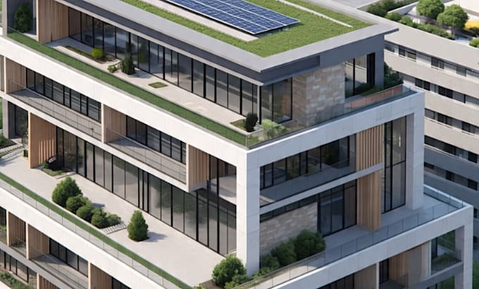Do 3d bioclimatic building design with 3d cgi rendering by Uniceab | Fiverr