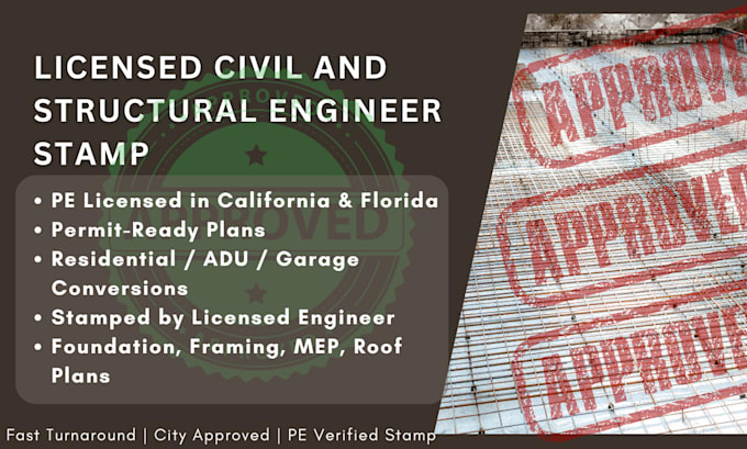 Review stamp permit plans licensed civil structural engineer california ...