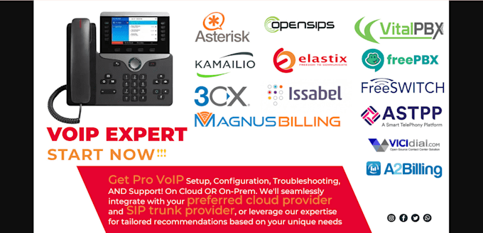 Install voip, freepbx, 3cx, zoiper, asterisk, magnus billing and issabel, zoom by Roselynmichf ...