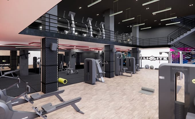 Do 3d gym interior design fitness interior exterior rendering design ...
