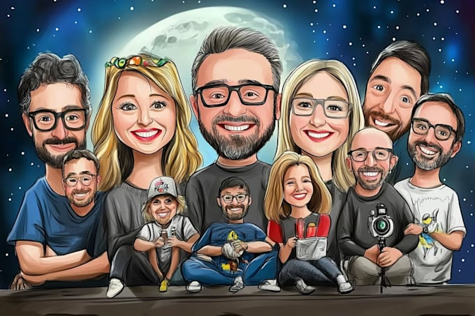 Draw group cartoon, caricature based on your photo by Mikaylwart | Fiverr