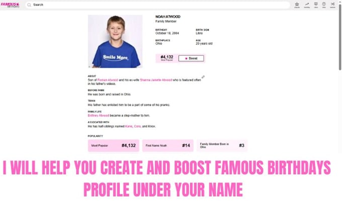 Create and boost your famous birthday under your profile by Gods_work0 ...