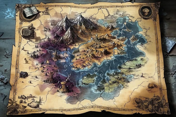 Make full color hand drawn fantasy map by Adelheimuts | Fiverr