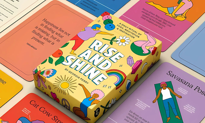 Design education flashcards board game card box mockup rule book ...