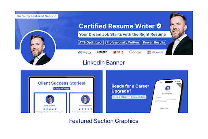 Design strategic linkedin banner and featured section graphics by Coloursplashin | Fiverr