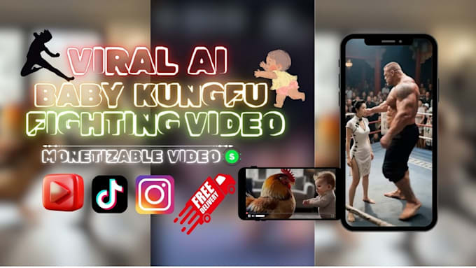 Create viral ai kungfu girl fighting, baby fighting video for shorts ...