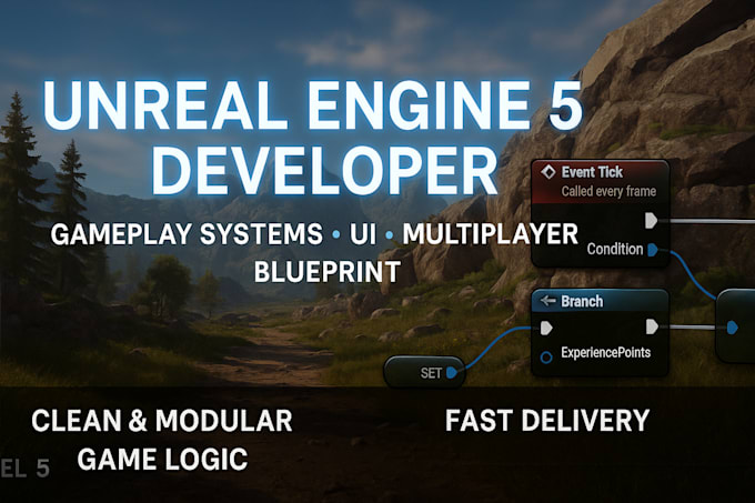 Develop custom game systems in unreal engine 5 with blueprints and ui by Diamant13 | Fiverr