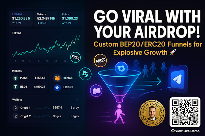 Design a high converting viral airdrop funnel for bep20 erc20 token marketing by Calebbotpro ...