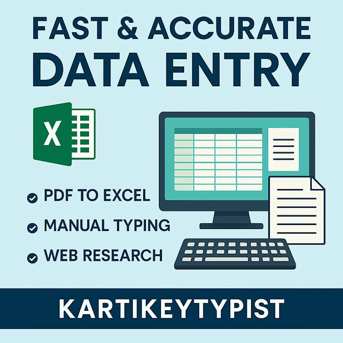 Do fast and accurate typing data entry and exel spreadsheet work by Kartikeytypist | Fiverr