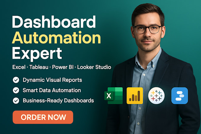 Create dynamic dashboards and automate reports using excel tableau power bi by John_watters | Fiverr