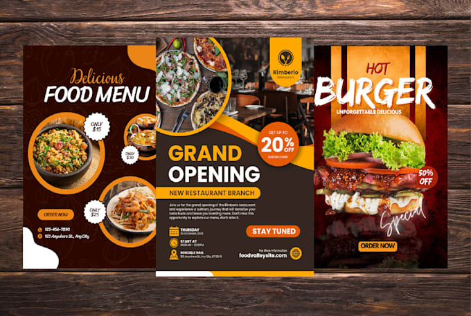 Professional restaurant flyers food menus and grand opening posters by ...