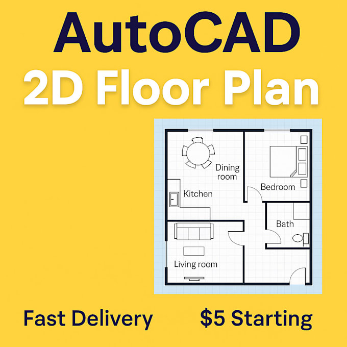 Create 2d floor plans autocad drawing for your project by Iroka12 | Fiverr